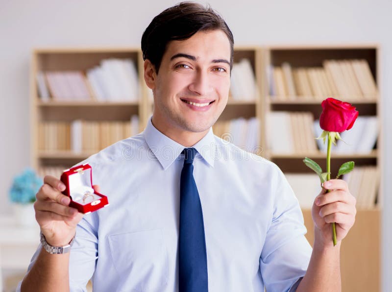 Romantic Concept with Man Making Marriage Proposal Stock Image - Image ...