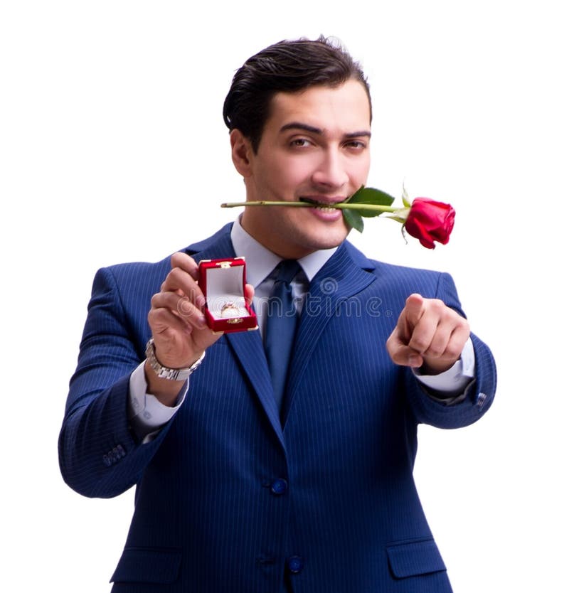 Romantic Concept with Man Making Marriage Proposal Stock Photo - Image ...