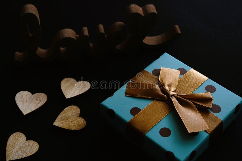Romantic Congratulation Card Design with Gift Box Stock Image - Image ...