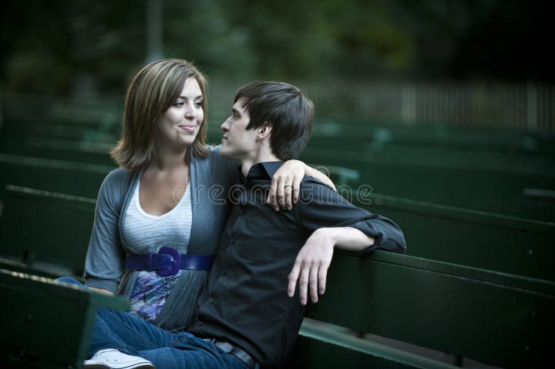 Romantic couple on bench stock image. Image of boyfriend - 29428127