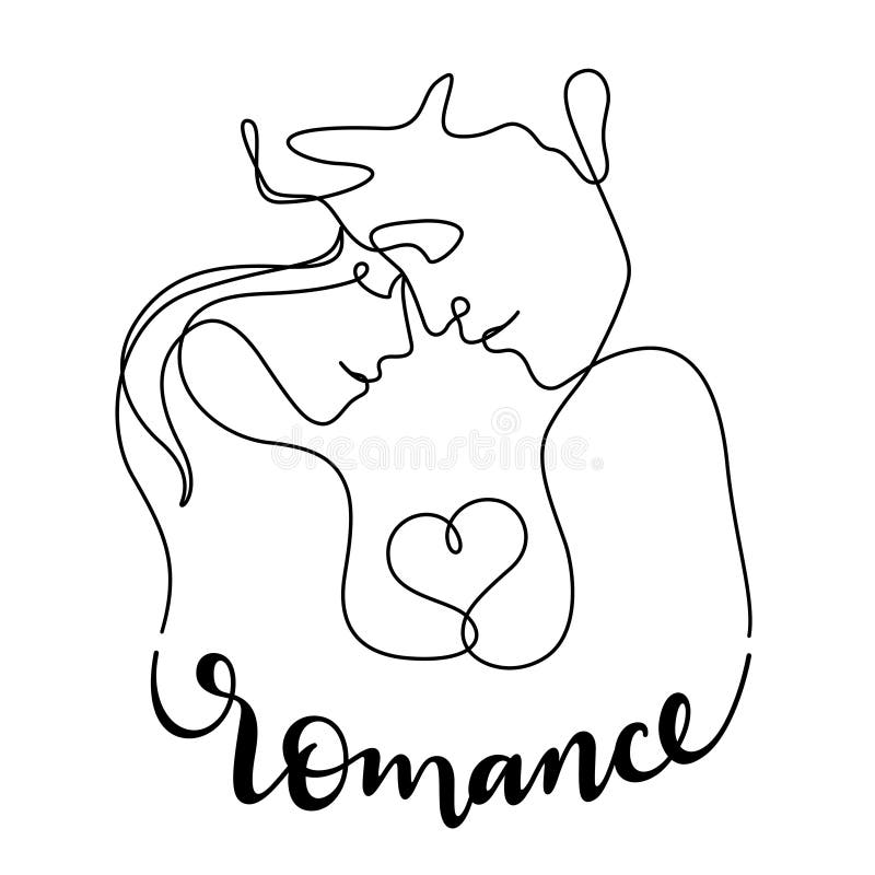 Romantic Couple Continuous Line Drawing Vector Stock Vector ...