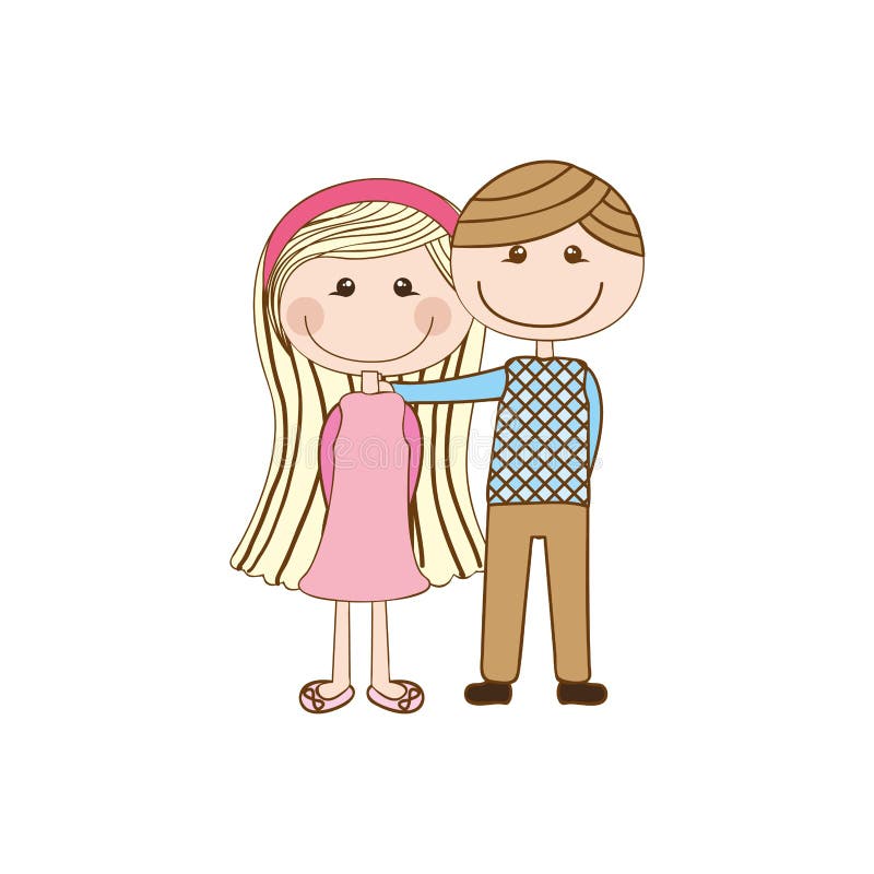 Romantic Couple Cute Cartoon Icon Image Stock Vector - Illustration of ...