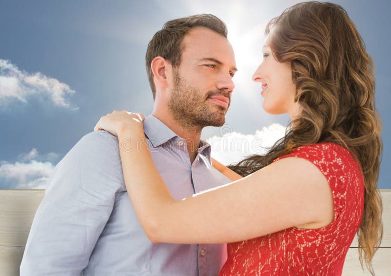 Romantic Couple Embracing Face To Face Stock Photo - Image of bonding ...