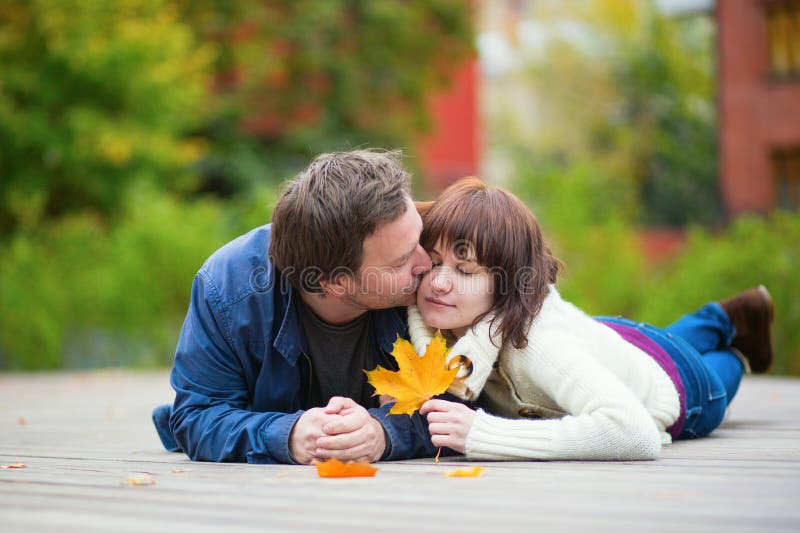 Romantic Couple Enjoying Fall Day Together Stock Photo - Image of lover ...