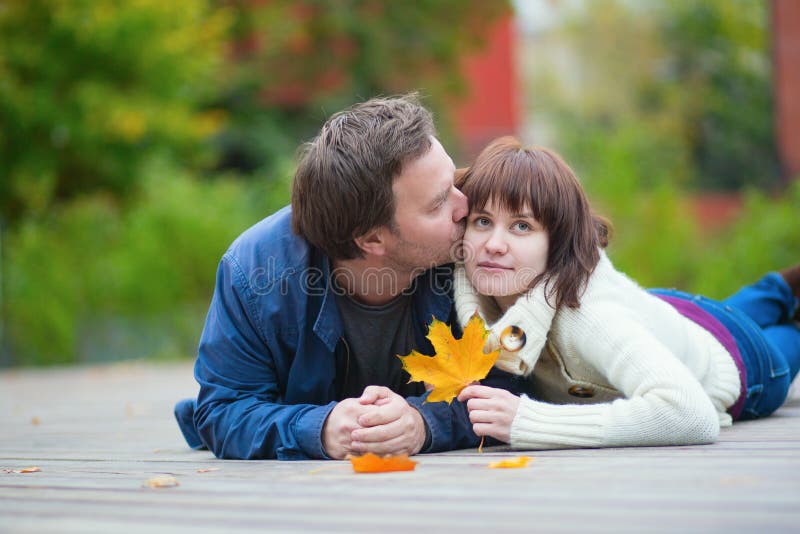 Romantic Couple on a Fall Day Stock Image - Image of lover, romance ...
