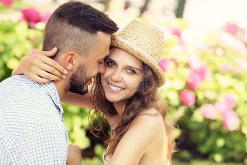 Romantic Couple in the Garden Stock Photo - Image of lifestyle, sopot ...