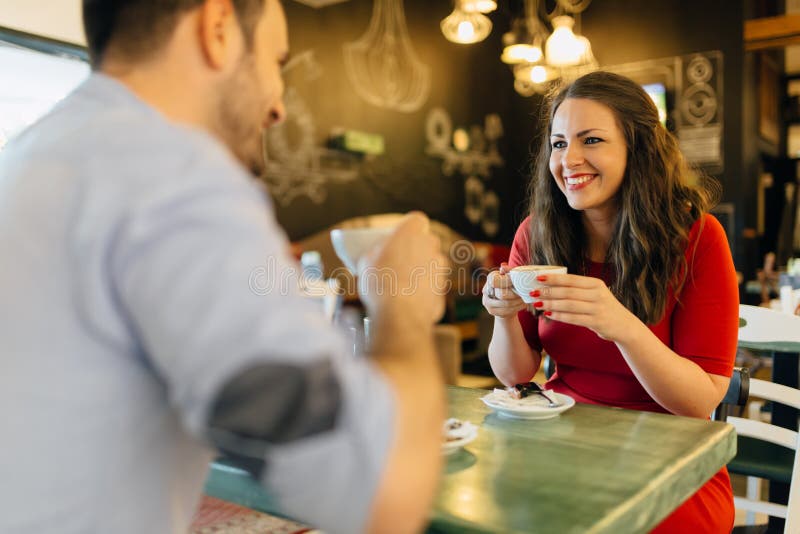 Romantic Couple Having Coffee Stock Photo - Image of beautiful, coffee ...