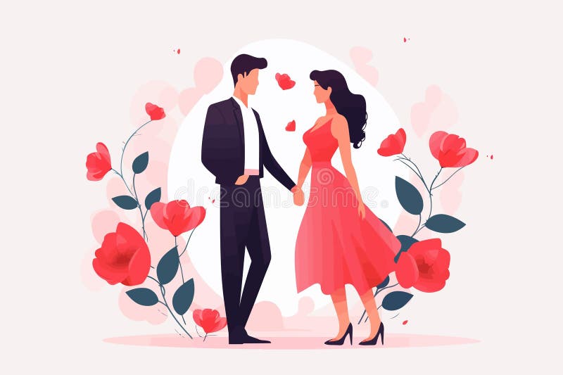 Romantic Couple Isolated Vector Style Illustration Stock Vector ...