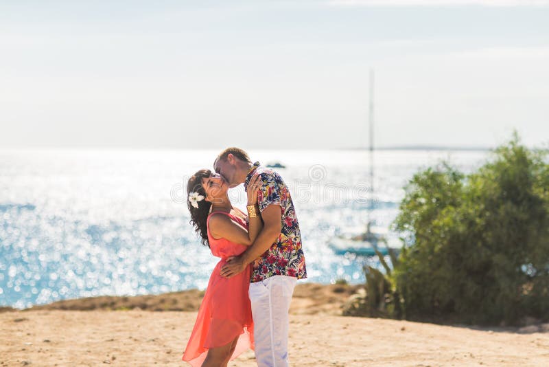 Romantic Couple Kissing on the Beach Stock Image - Image of happiness ...