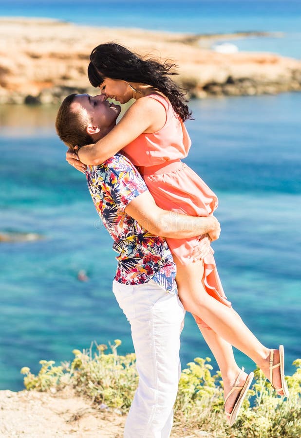 Romantic Couple Kissing on the Beach Stock Photo - Image of family ...