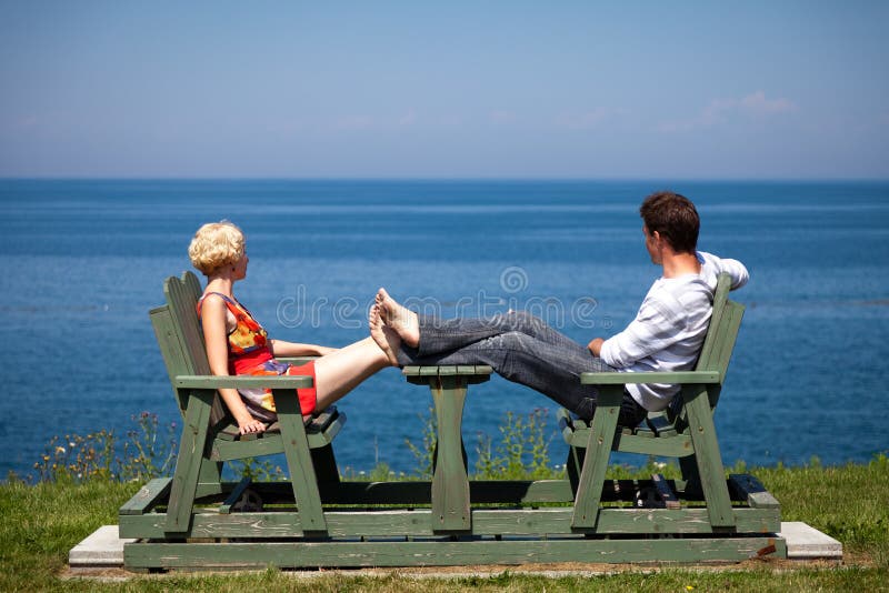 Romantic Couple Sitting on the Bench Stock Image - Image of lifestyle ...