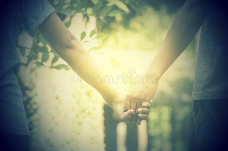 Romantic Couple in Love Holding Hands Stock Image - Image of evening ...