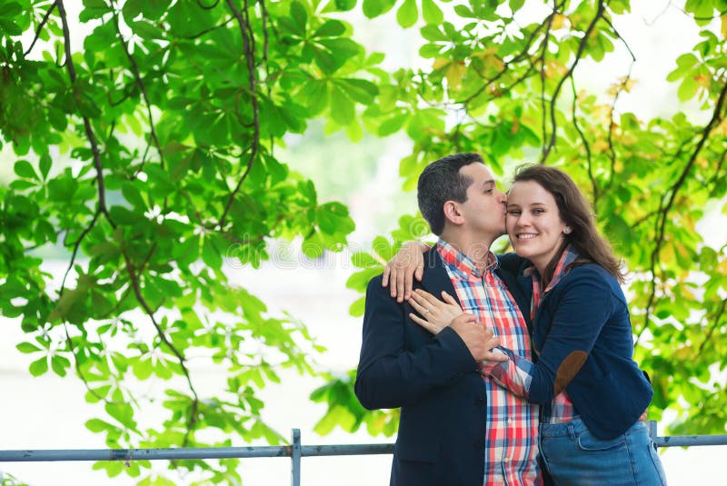 Romantic Couple in Paris on a Spring Day Stock Image - Image of street ...