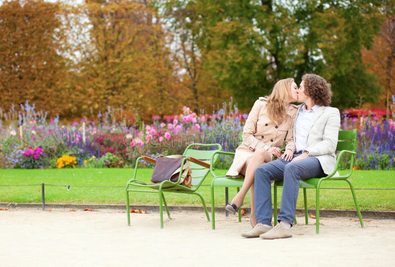 Romantic Couple in a Park at Fall Stock Image - Image of feeling ...