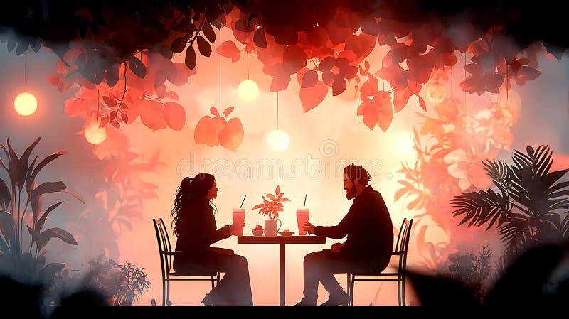 Romantic Couple Silhouette, Sunset Cafe - Silhouette Art Stock ... Romantic Couple Silhouette, Sunset Cafe - Silhouette Art Stock ...