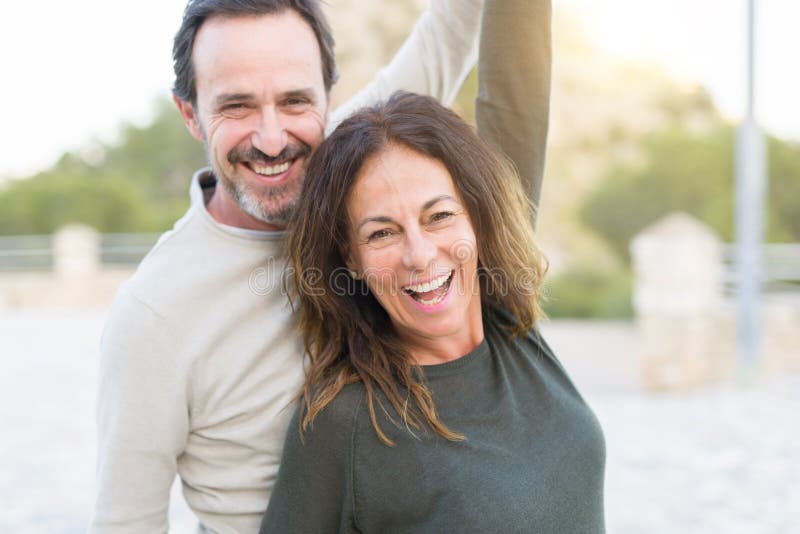 Romantic Couple Smiling and Dancing on a Sunny Day Stock Photo - Image ...