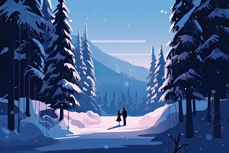 Couple Romantic Winter Walk Stock Illustrations – 306 Couple Romantic ...