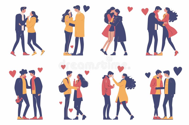 Romantic Couples Set Stock Image Isolated Vector Style Stock Vector ...