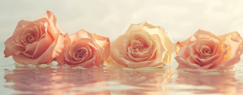 Romantic Creative Layout with Roses Floating in Water. Minimal Nature ...