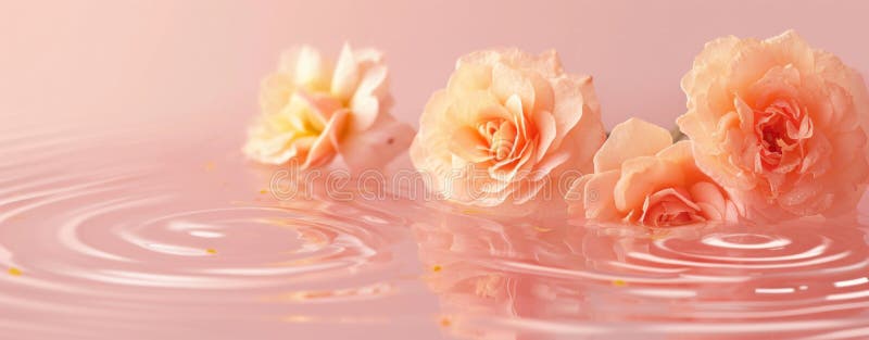 Romantic Creative Layout with Roses Floating in Water. Minimal Nature ...