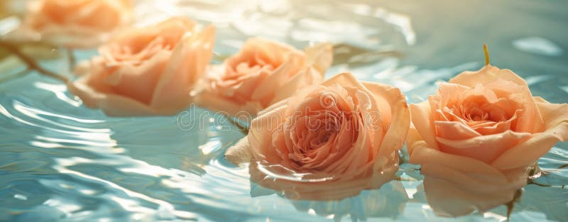 Romantic Creative Layout with Roses Floating in Water. Minimal Nature ...