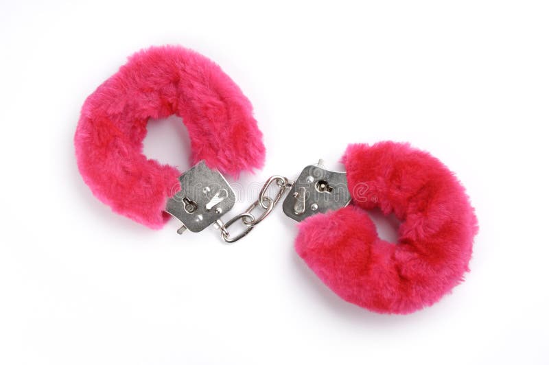 Red fluffy handcuffs stock image. Image of isolated, color - 13842021