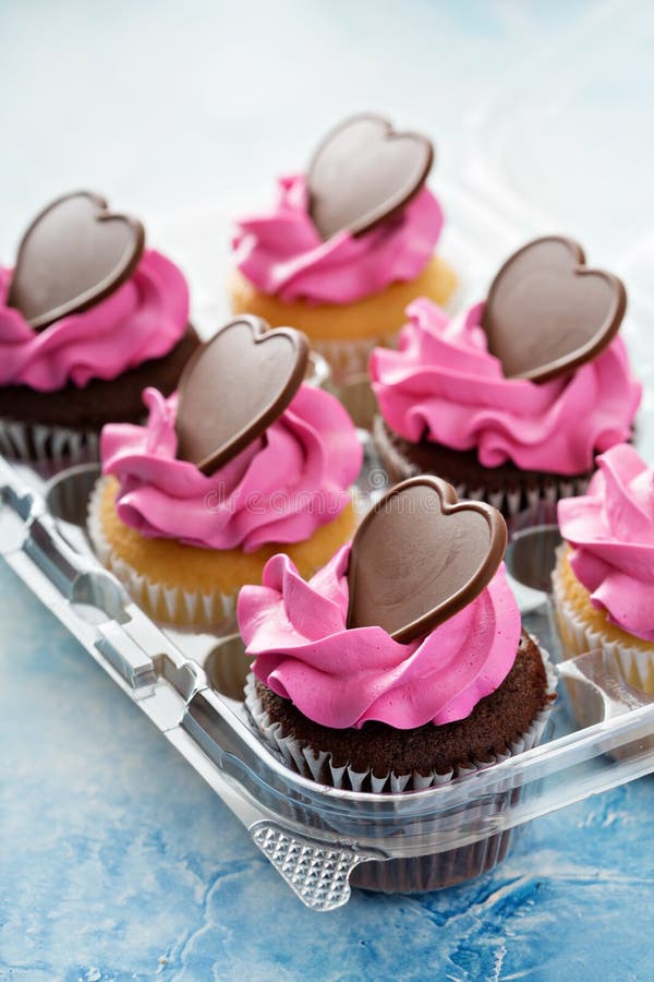 Romantic Cupcakes with Pink Frosting Stock Photo - Image of dessert ...