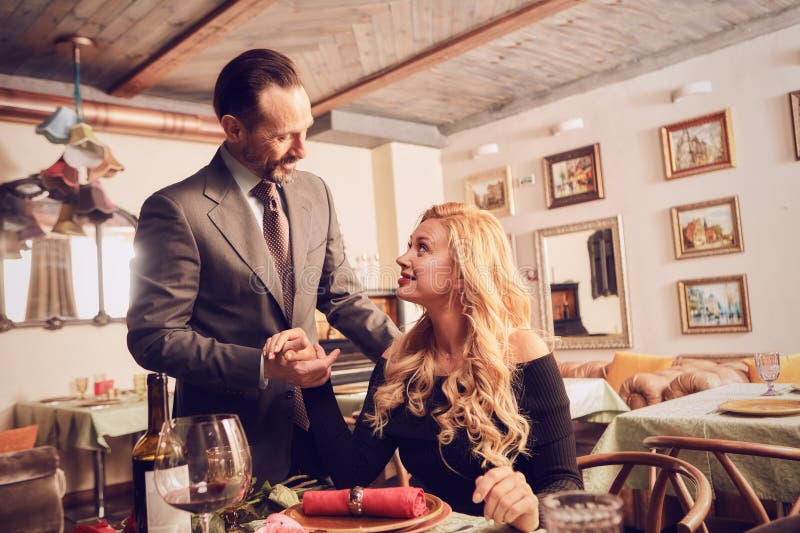 Romantic Date. a Couple in a Restaurant Stock Image - Image of alcohol ...