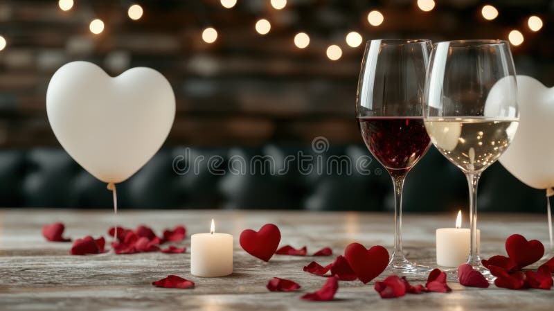 Romantic Date Night with Wine and Candles Stock Illustration ...