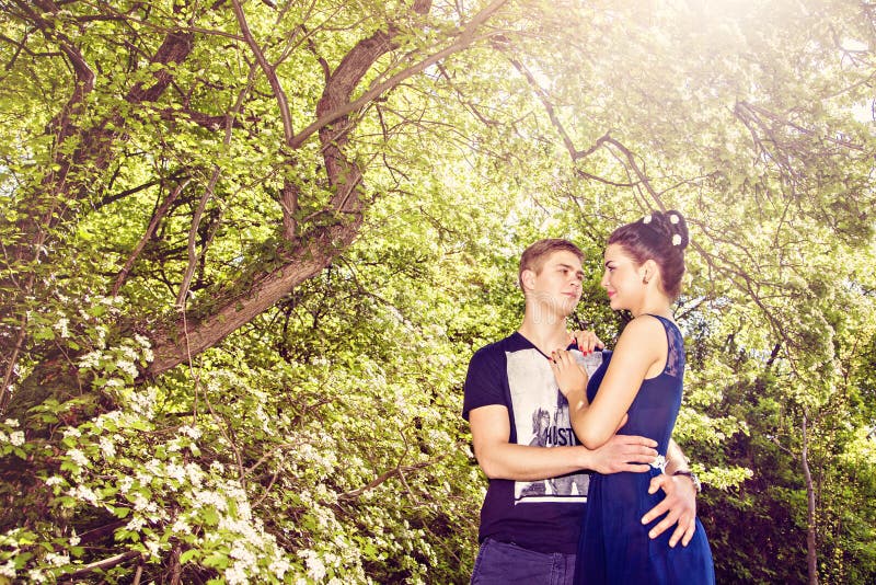 Romantic Date in Park in Sunny Day Stock Photo - Image of happiness ...