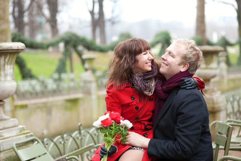 Romantic Date at Spring or Autumn Stock Photo - Image of flowers ...