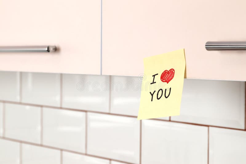 Romantic Declaration of Love on a Sticky Note in the Interior of the ...