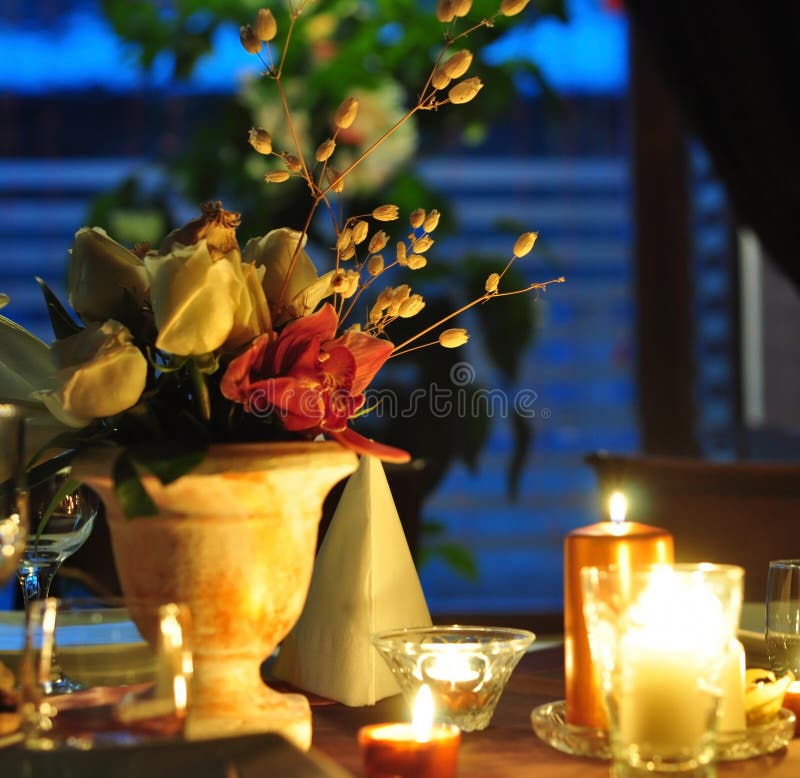 Romantic deco stock image. Image of restaurant, flower - 28668847