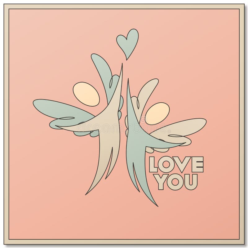 Romantic Design with Two Angels - Vector Stock Vector - Illustration of ...