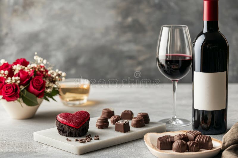 Romantic Dessert Platter with Wine and Roses for an Intimate ...