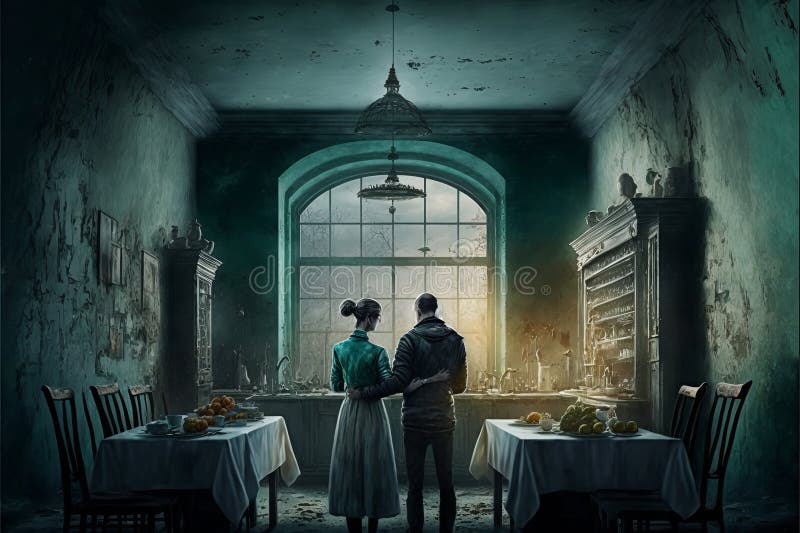 A Romantic Dinner in an Abandoned Asylum (Generative AI) Stock ...