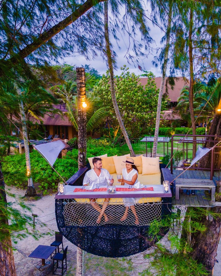 Romantic Dinner On The Beach In Koh Kood Thailand Couple Having Dinner On The Beach During