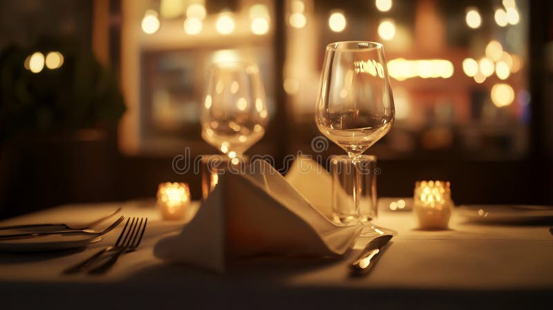 Romantic Dinner Candlelight Elegant Table Setting Restaurant Ambiance ...