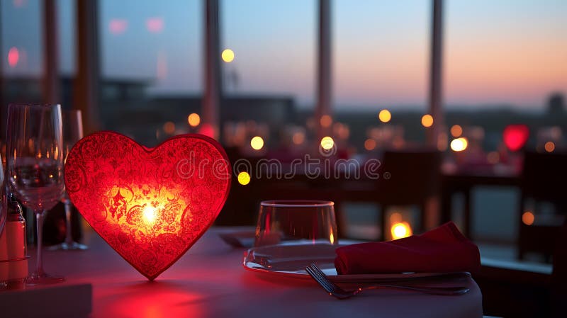 Romantic Dinner Candlelight Heart Shaped Lantern Good Resolution Stock ...