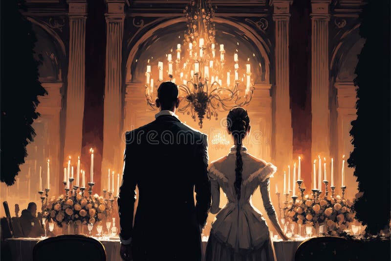 A Romantic Dinner in a Grand Ballroom (Generative AI) Stock ...