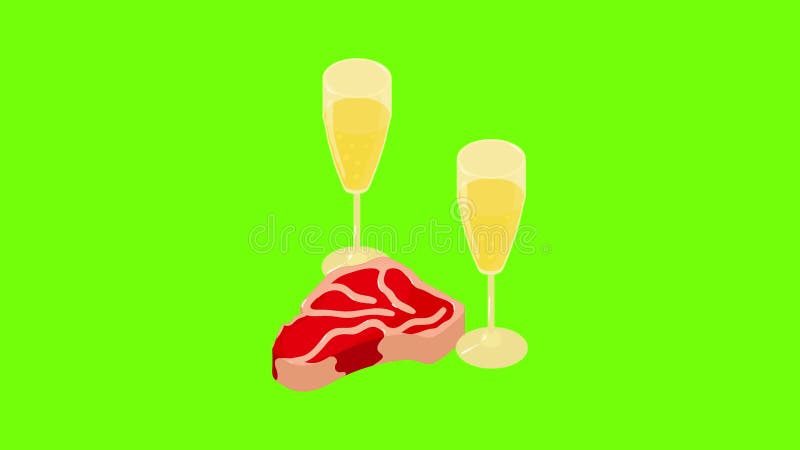 Romantic Dinner Icon Animation Stock Video - Video of meatsteak, wine ...