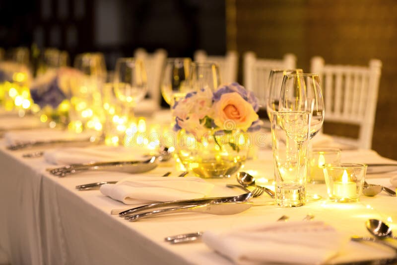 Romantic Dinner Luxury Wedding Set Up. Stock Image - Image of banquet ...