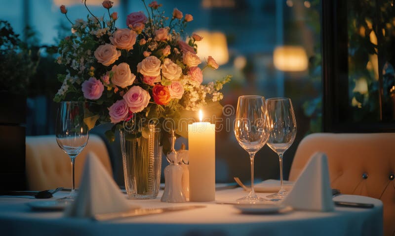Romantic Dinner Setting with Candlelight, Elegant Table, Beautiful ...