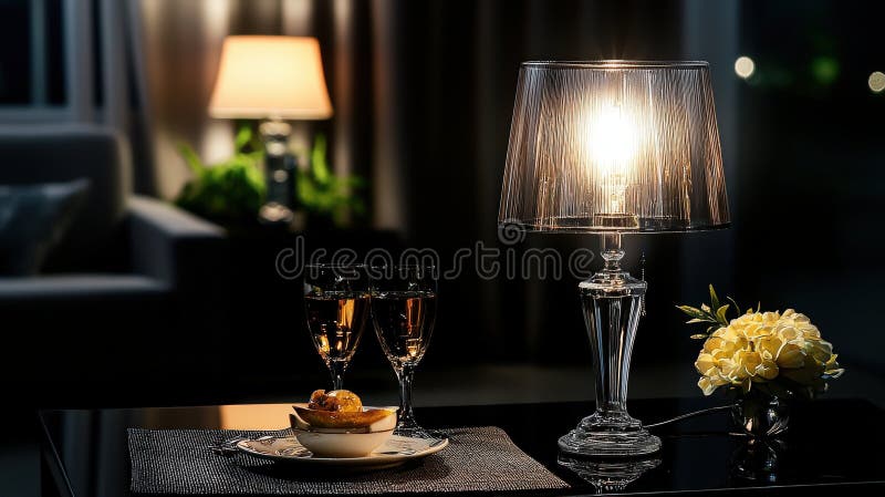 Romantic Dinner Setting Cozy Apartment Evening Scene Elegant Decor ...