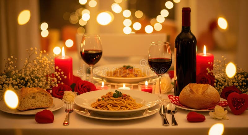 Romantic Dinner Setting. an Elegantly Set Table for Two, Designed for a ...