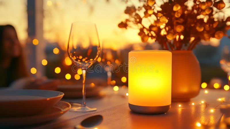 Beautiful Candlelit Table with Elegant Glassware and Bokeh Lights in ...