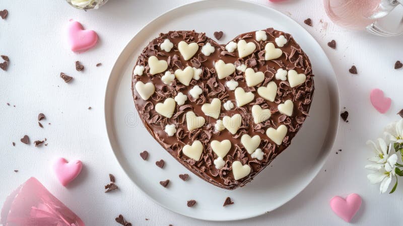Elegant Valentine's Day Dinner Table Chocolate Heart Dessert Stock ...
