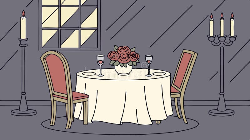 Romantic Dinner Table Setting, Candlelit Evening, Fine Dining Vector ...