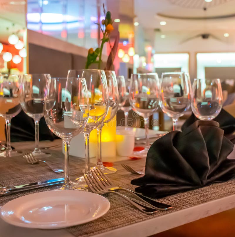 Romantic Dinner Table Setup Decoration with Candle Light in a ...