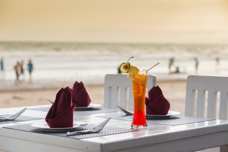 Romantic Dinner Table Setup on Tropical Beach Stock Image - Image of ...